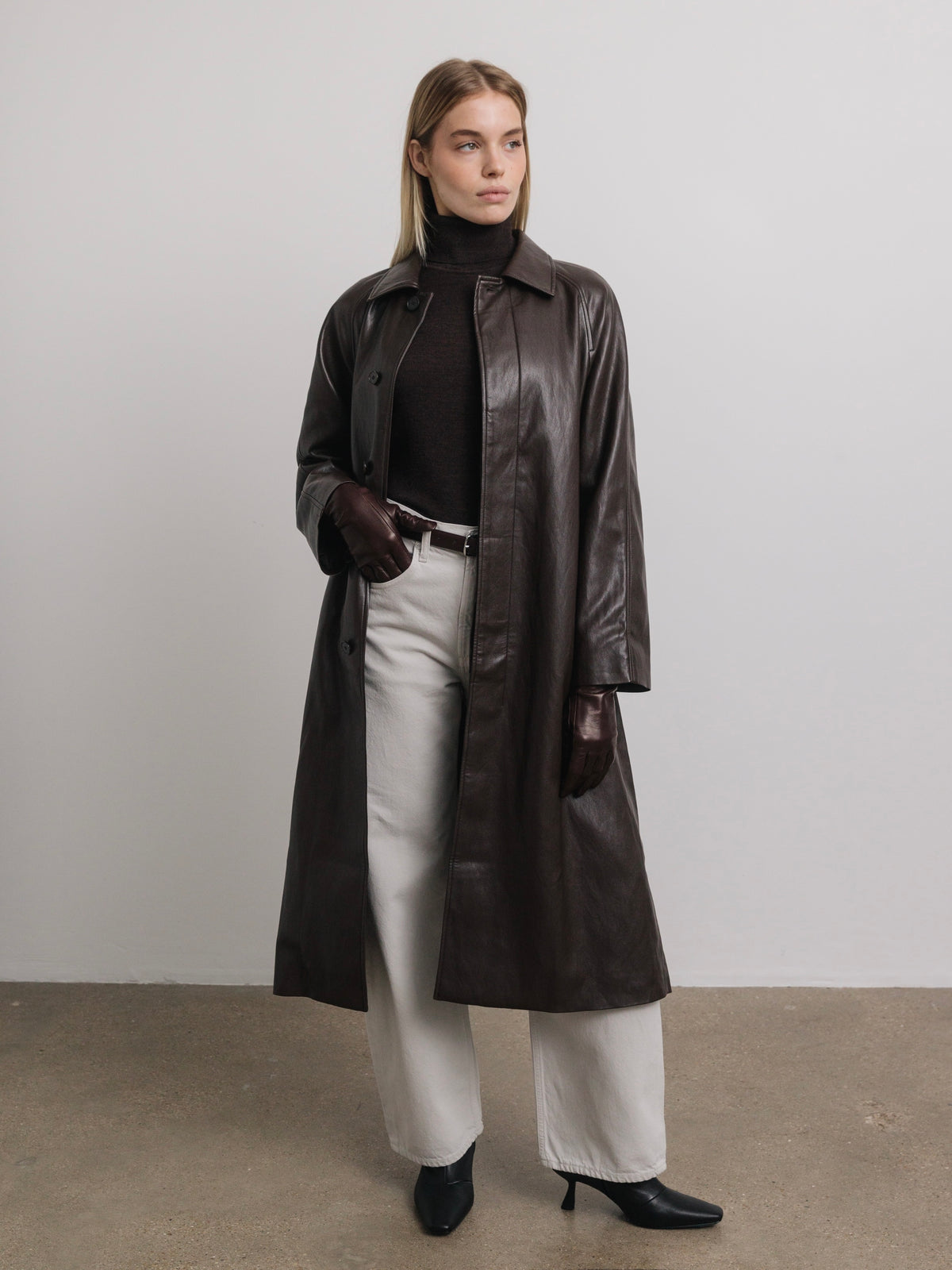 Ciel Faux Leather Coat in Fondant — SAISON